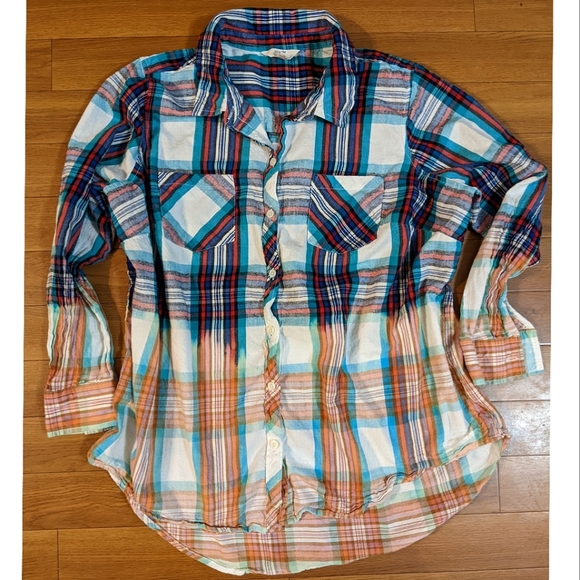 Terra & Sky | Tops | Recycled Upcycled Bleached Plaid X | Poshmark